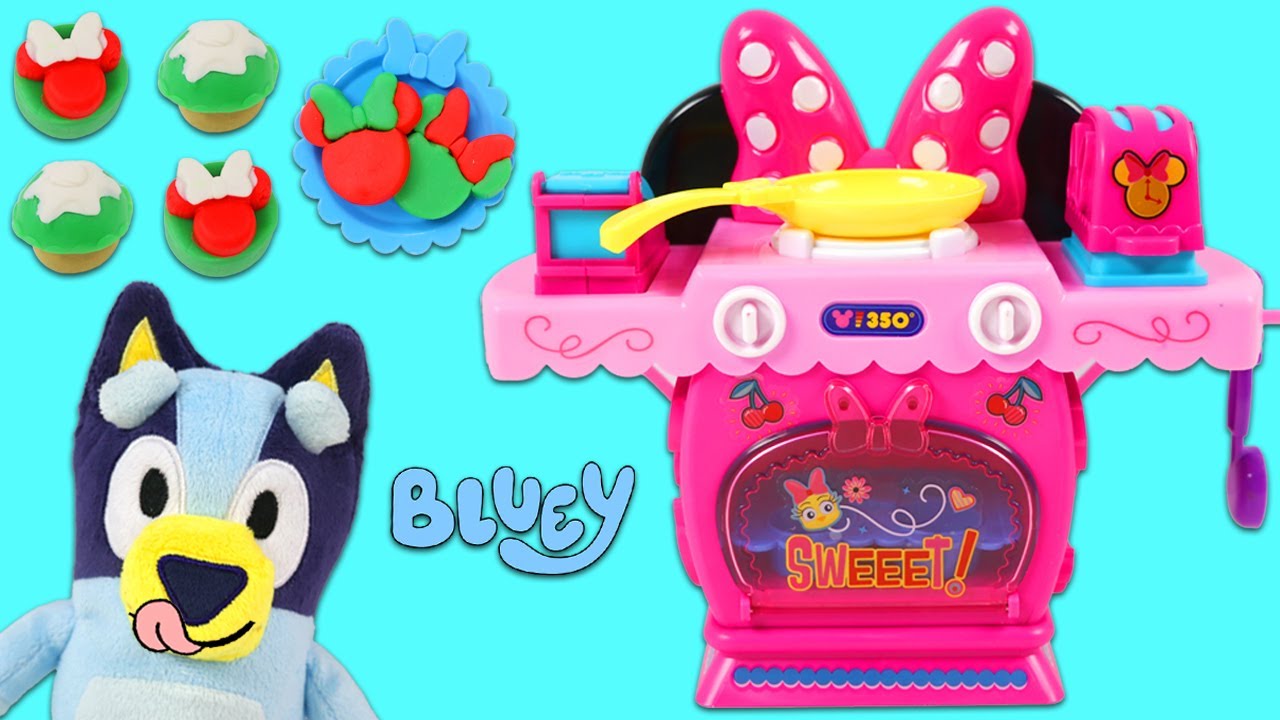 Bluey Bakes Play Doh Cookies with Minnie Mouse Toy Oven! - YouTube