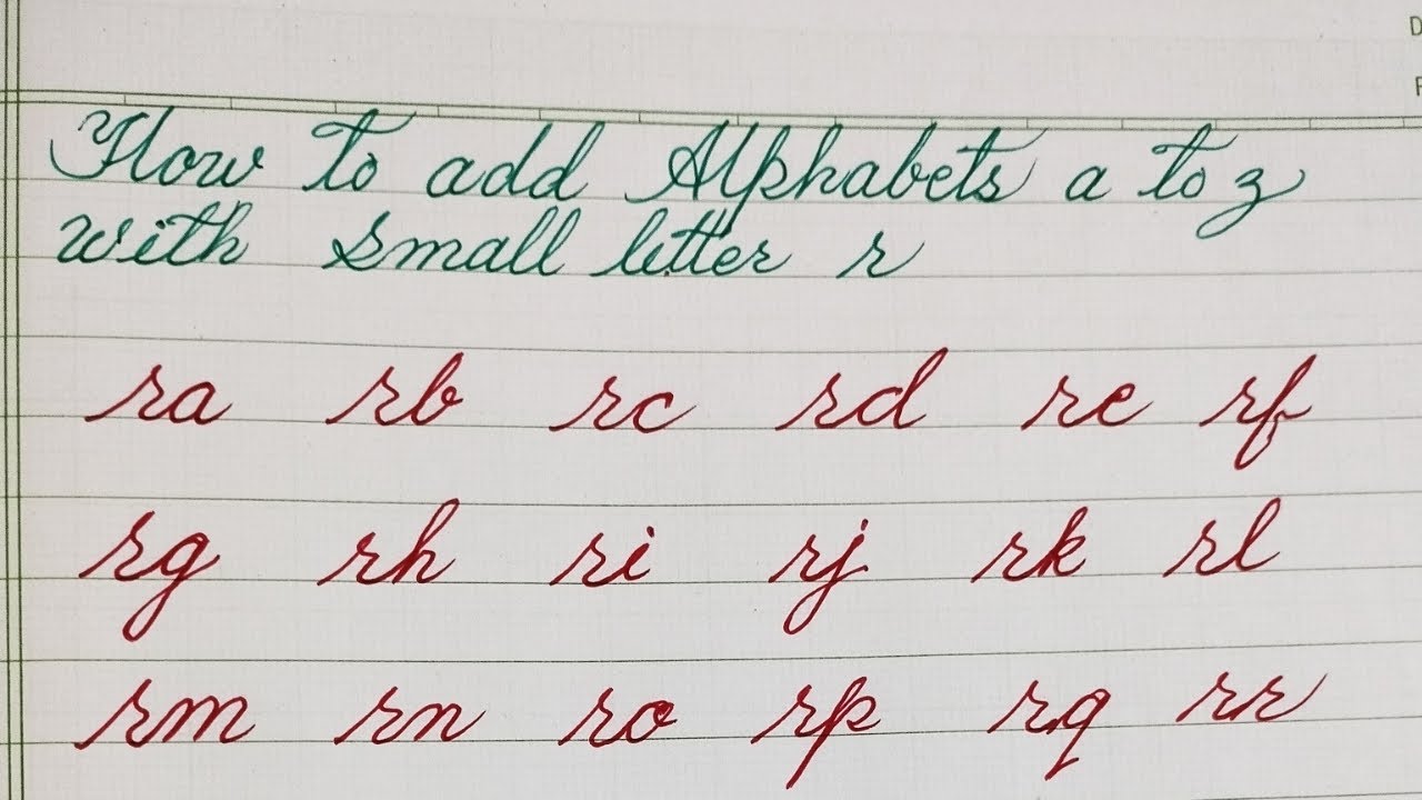 How to add Alphabets a to z with Small Letter 'r' in Cursive writing ...