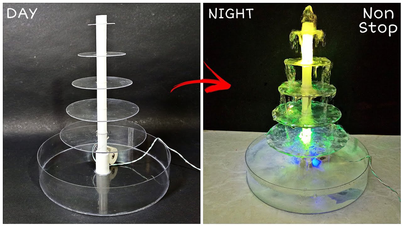 How To Make Water Fountain Using Transparent PVC Sheet | DIY Waterfall ...