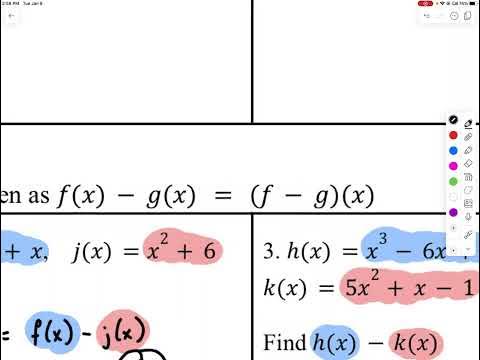 Algebra 2 Unit 4 Lesson 1 Adding, Subtracting, and Evaluating Functions ...