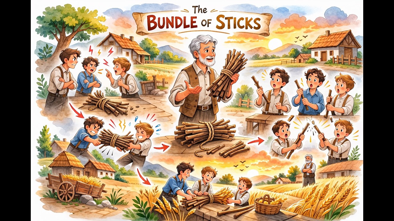 The Bundle of Sticks | Aesop’s Fable on Unity | Moral Story for Kids ...