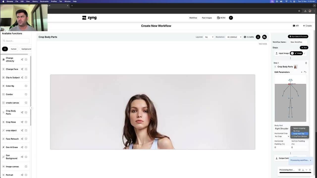 How to use crop body funciton in ZYNG AI - YouTube