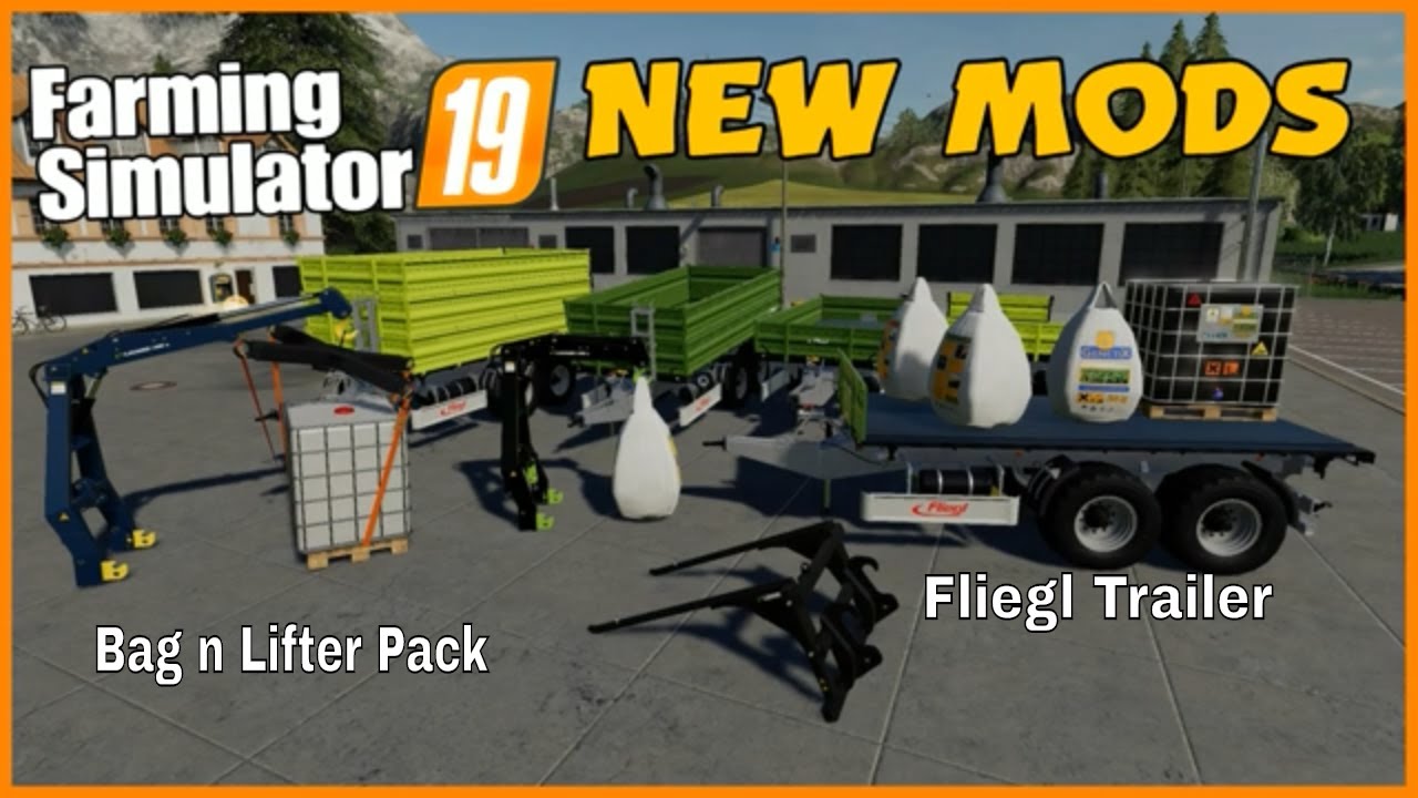 Farming simulator 19 NEW MODS Fliegl trailer,Pond & Big bag Lift pack ...