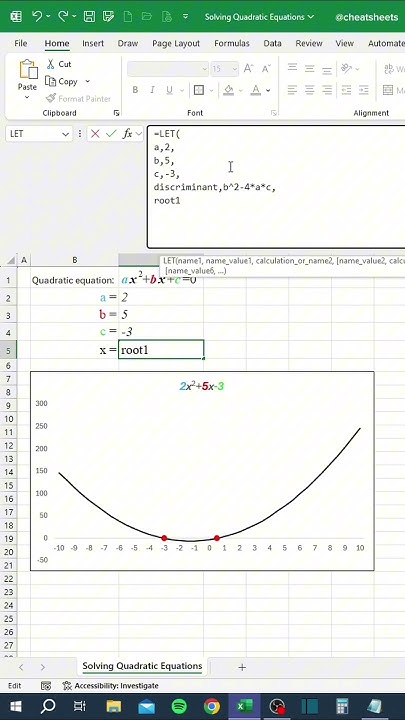 How to solve quadratic equations in Excel‼️ #excel #exceltips # ...