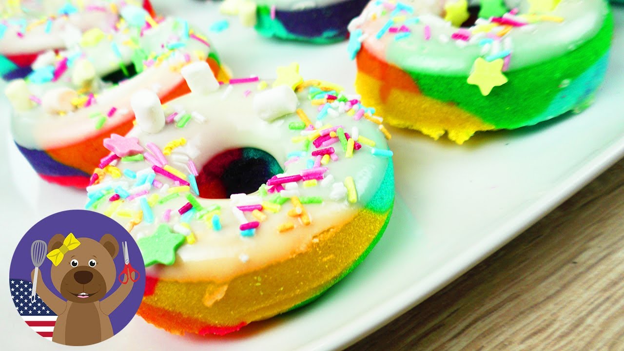 Rainbow Donuts 🌈 Oven Baked Donuts 🍩 Healthy Rainbow Donuts - YouTube