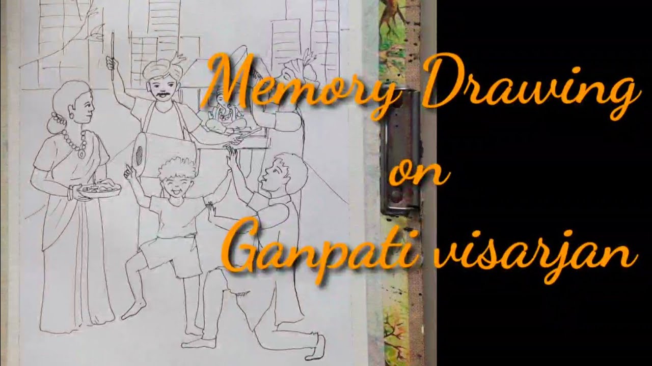 Part 1 Ganpati visarjan Memory drawing | step by step tutorial on ...