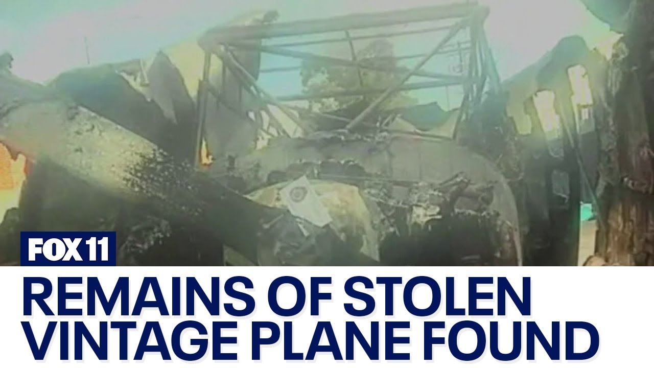 Charred remains of stolen vintage plane found in Long Beach - YouTube