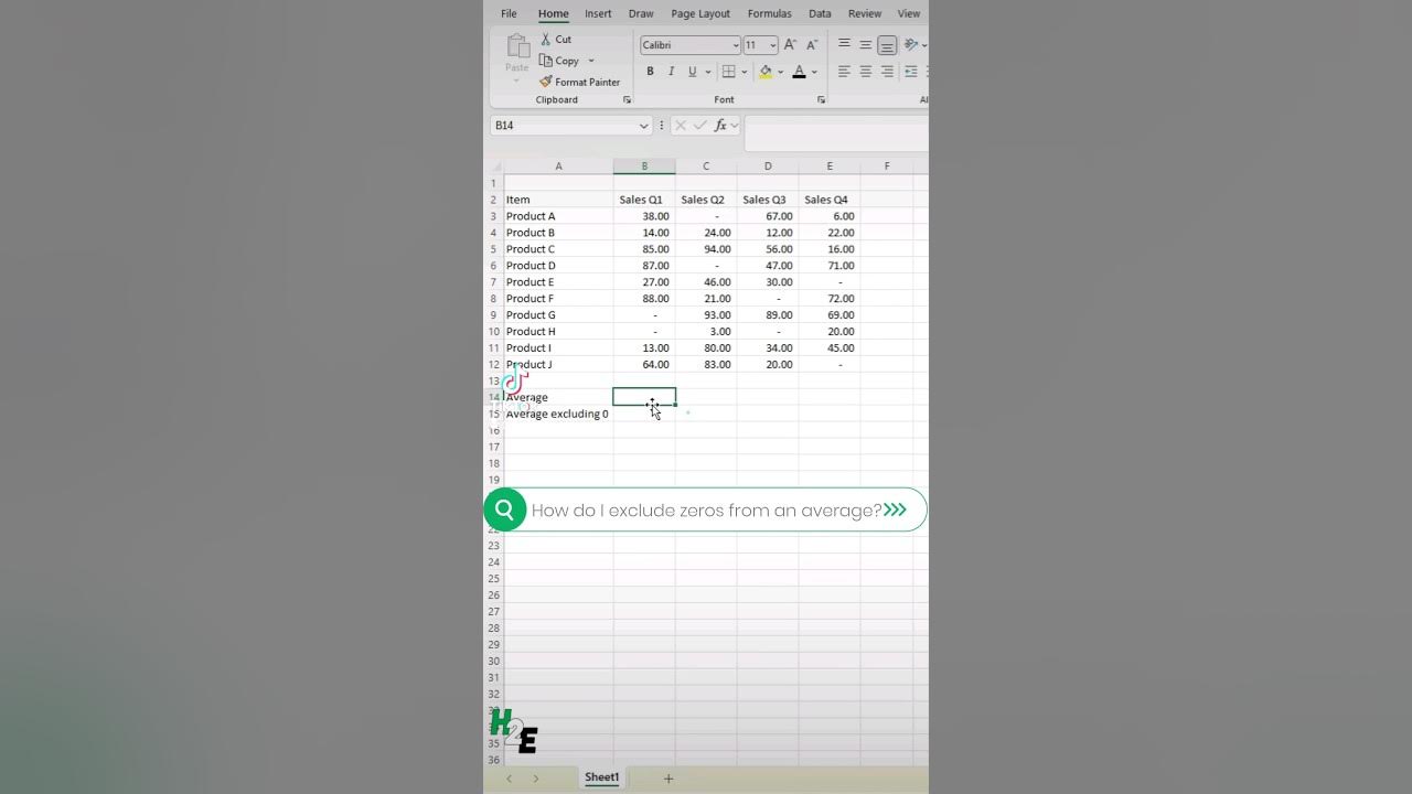 Exclude zeros when calculating averages in Excel - YouTube