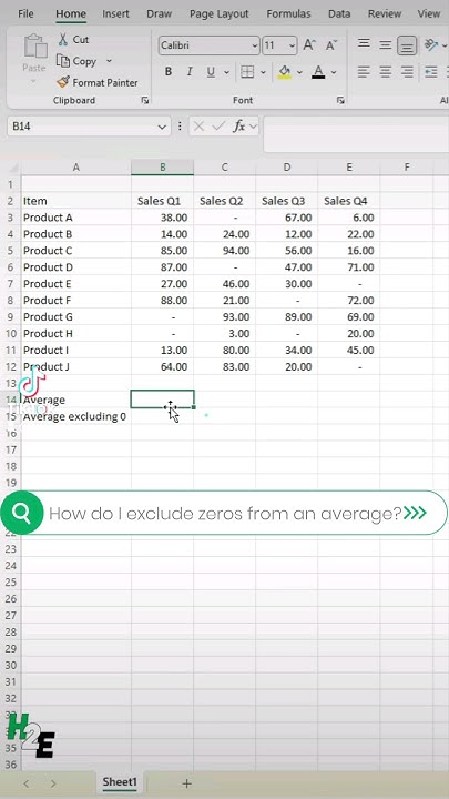 Exclude zeros when calculating averages in Excel - YouTube