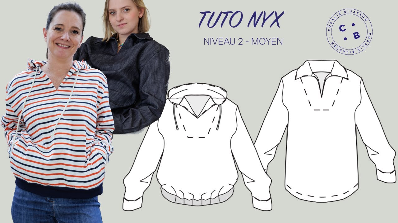 Nyx, le tutoriel pas à pas du patron de couture de la vareuse Nyx - YouTube