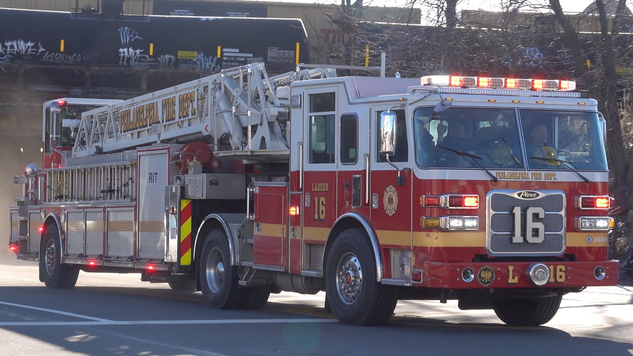 Philadelphia Fire Department Ladder 16 & Engine 6 Responding - YouTube