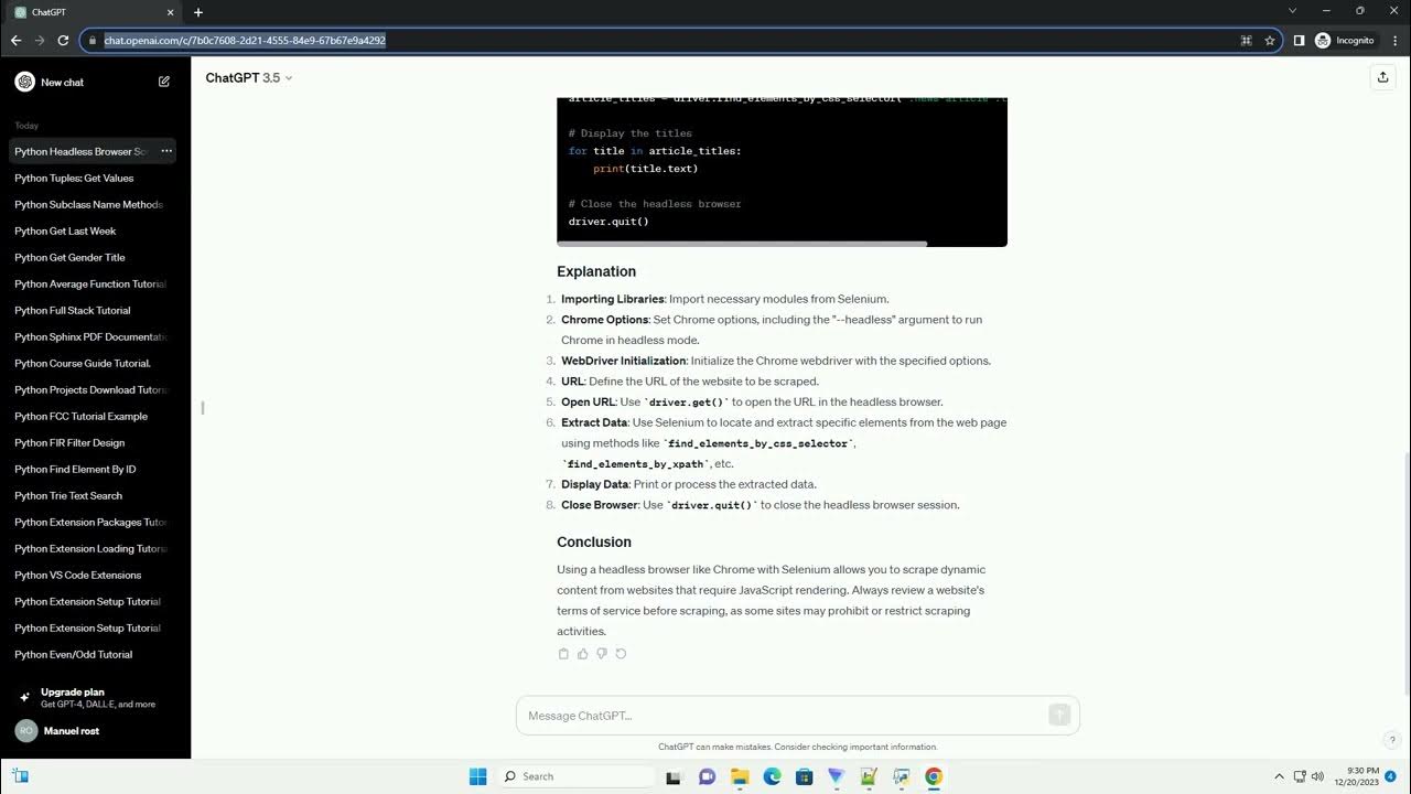 python headless browser scraping - YouTube