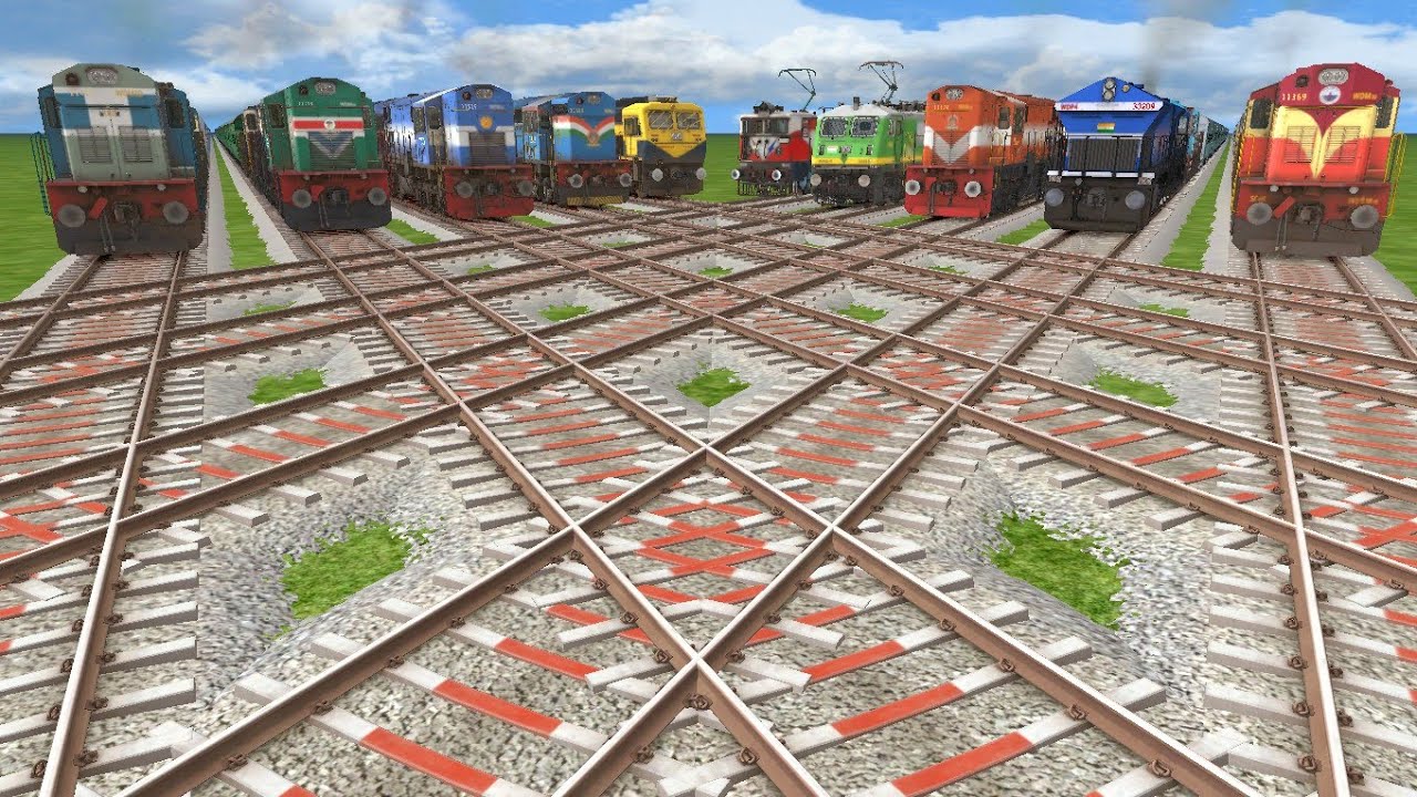 🔟 TRAINS Crossing At Daimond🟢 Railroad Tracks/ train sim world 4 ...