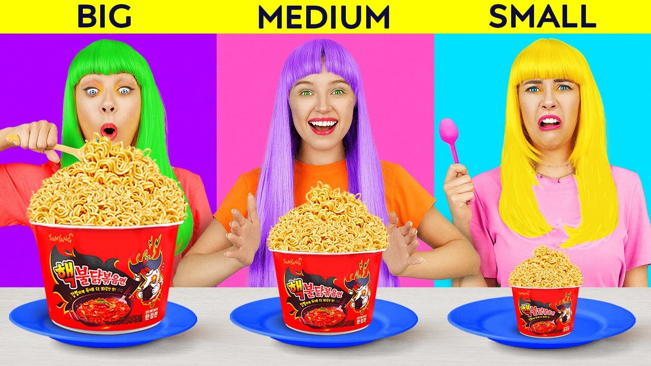 BIG, MEDIUM, SMALL PLATE || 1000 Layers of Food! First To Finish Eating ...