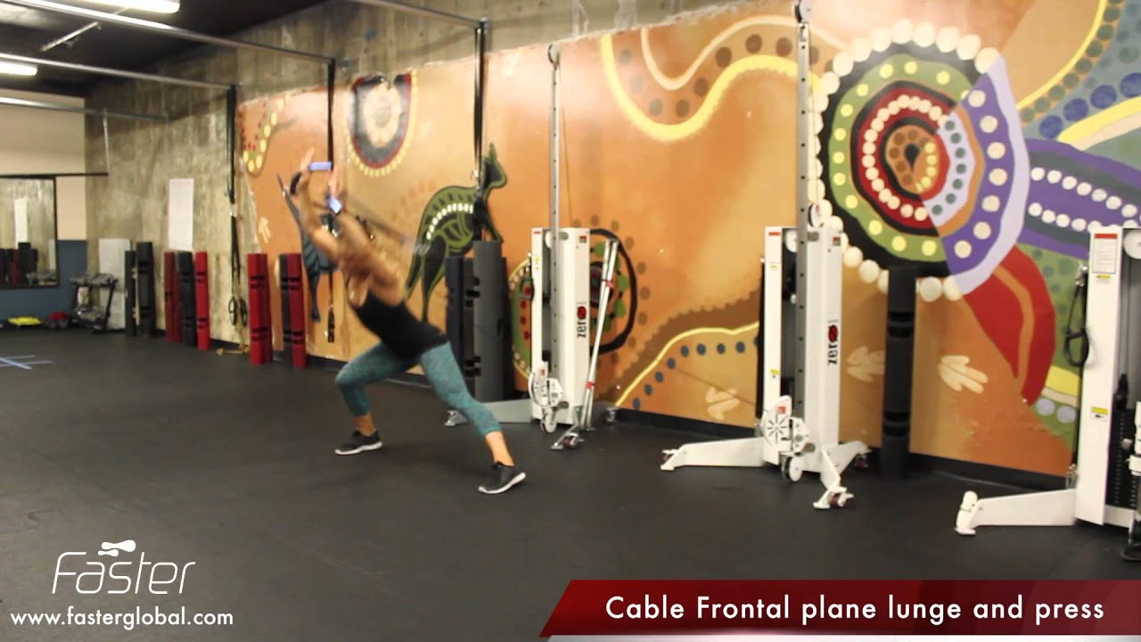Base Exercise Cable Frontal Plane Lunge and Press - YouTube