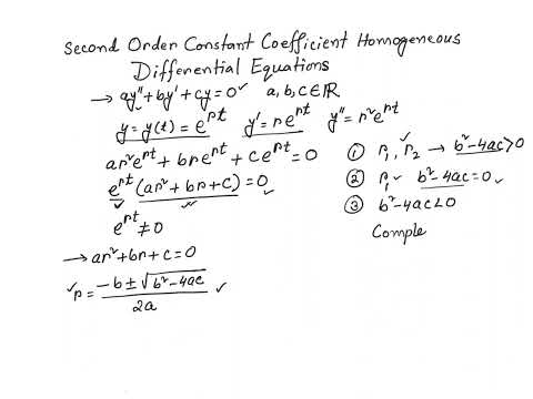 Second order constant coefficient homogeneous differential equations ...