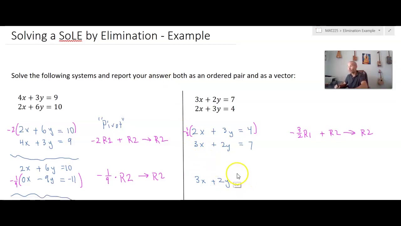 Solving A System Of Linear Equations By Elimination Examples - Youtube