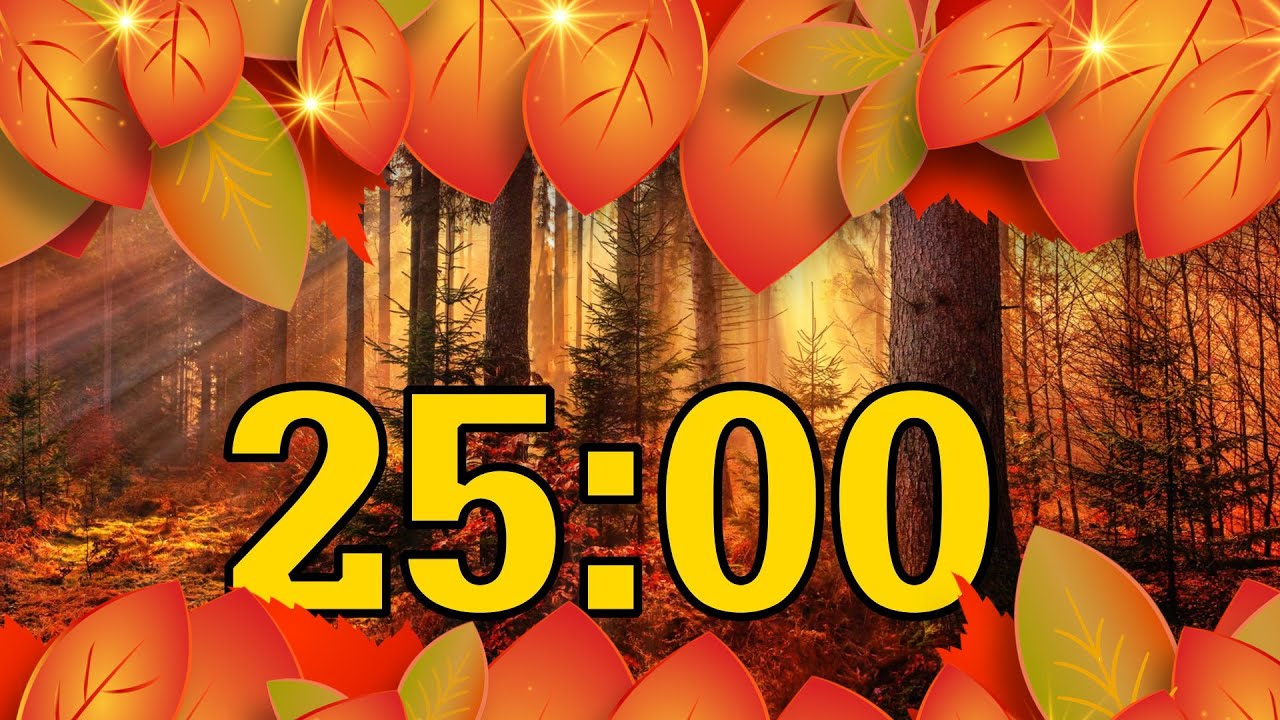 25 Minute Countdown Timer - Fall Leaves at Sunset 🍂 Relaxing Song Alarm ...