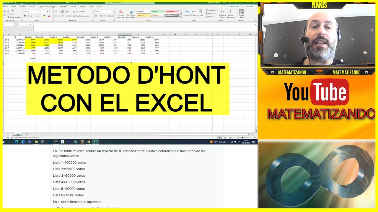 🍀 Método D'hont 🍀con el excel 💪💪 - YouTube
