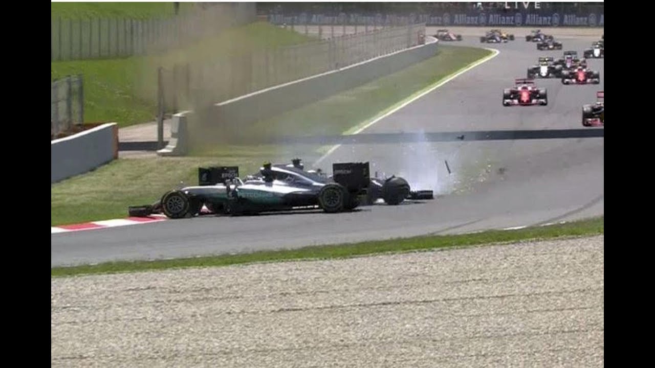 Spanish Grand Prix 2016 | Hamilton & Rosberg Crash Out - YouTube