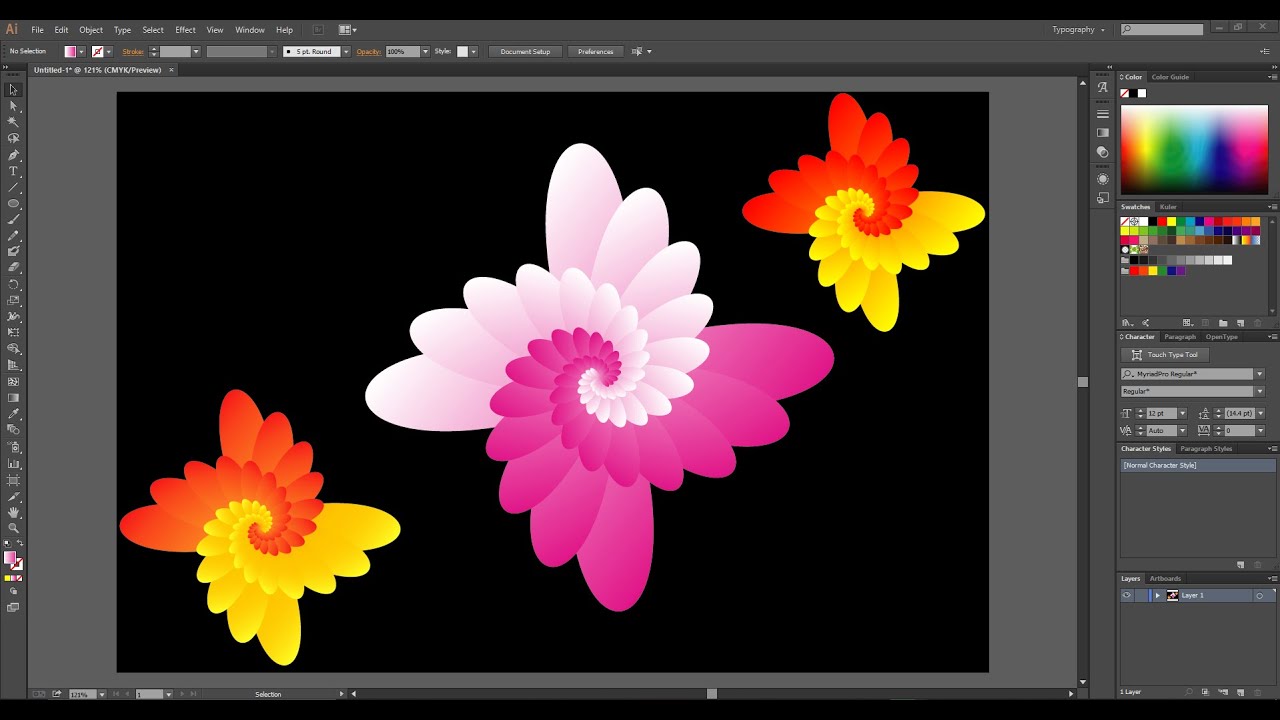 Flower Design Adobe Illustrator Bangla Tutorials in Illustrator ...