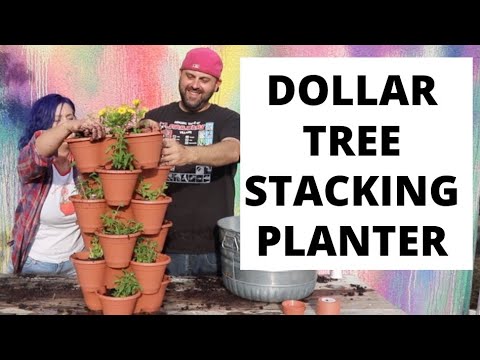 PLANTING UP DOLLAR TREE STACKING PLANTERS | GREENSTALK VERTICAL GARDEN ...