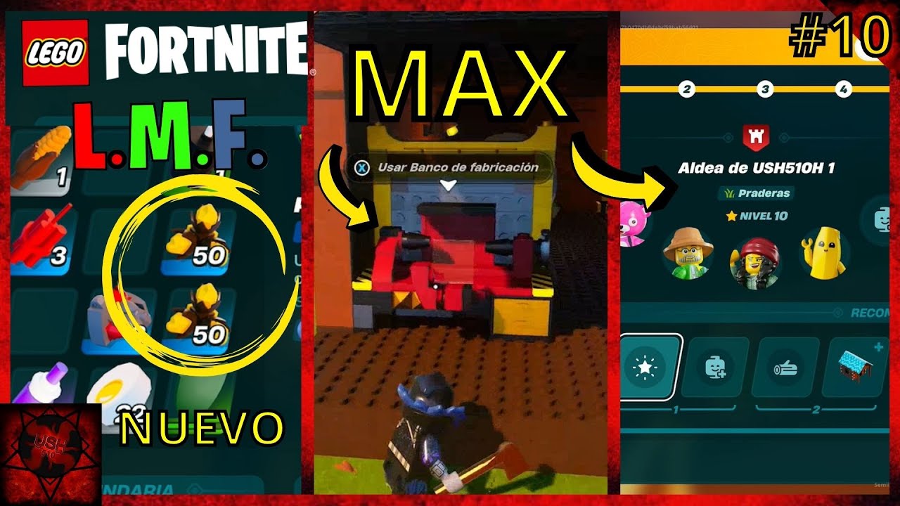 Aldea nivel 10, Mesa de trabajo nivel máximo y mas , LEGO FORTNITE, LMF ...