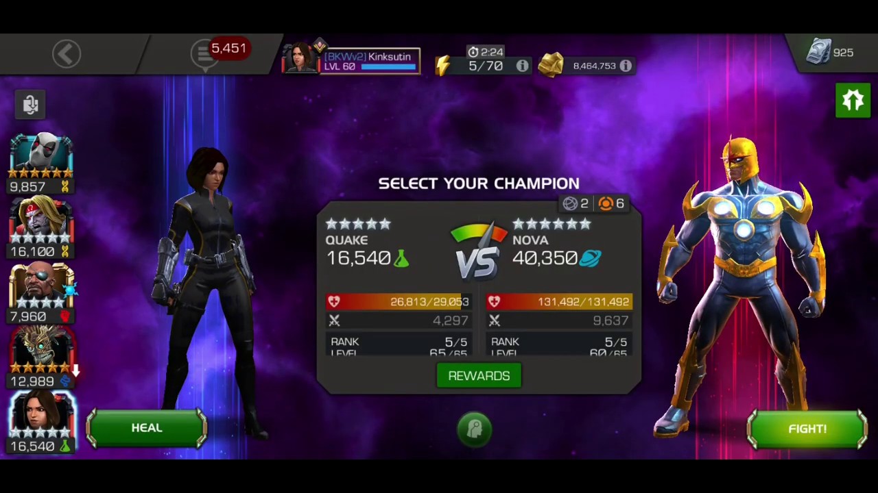 Mcoc 5 Star Rank 5 Quake vs Funcollected Nova Boss Fight - YouTube