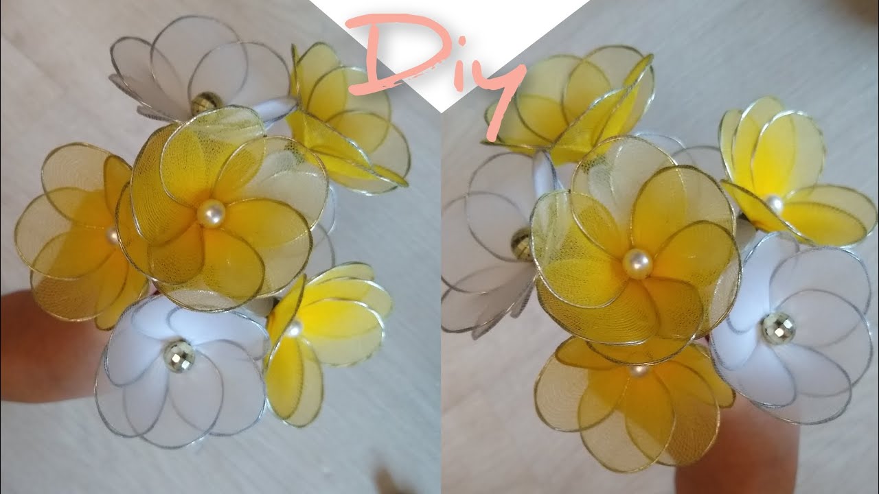 How to make a NYLON STOCKING Flower?Nylon stocking flowers DIY/Цветя от ...