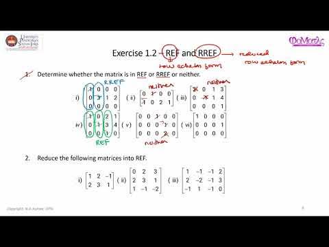 Reducing Matrices to Either REF (Row Echelon Form) and RREF (Reduced Row Echelon Form) - YouTube