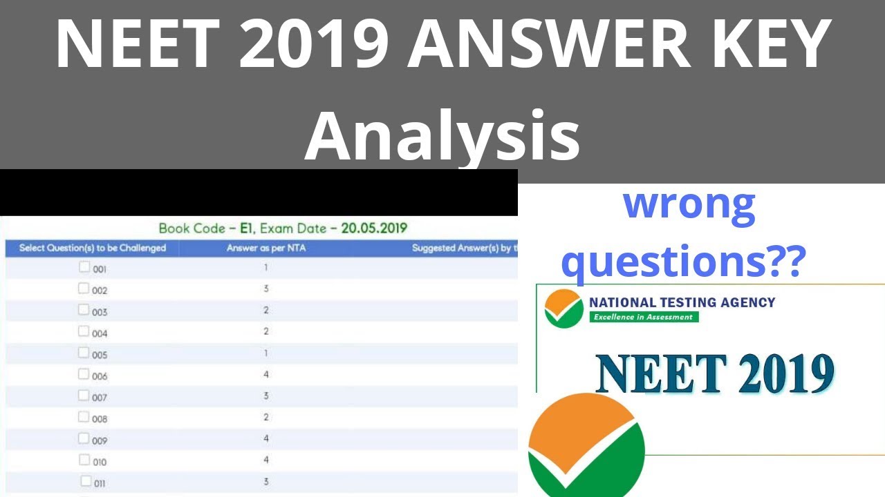 Analysis of Neet 2019 official answer key by NTA | Wrong questions ...