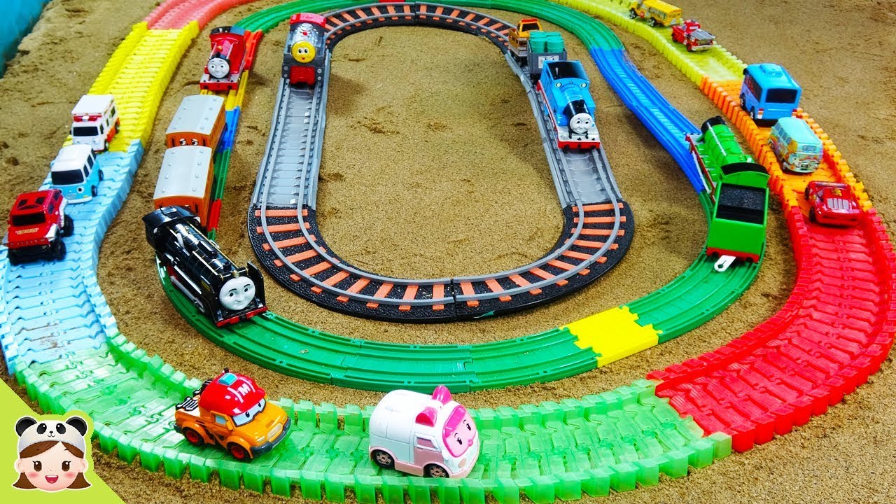 Color for Children to learn with Toy Thomas & Tayo Rainbow Drive ...