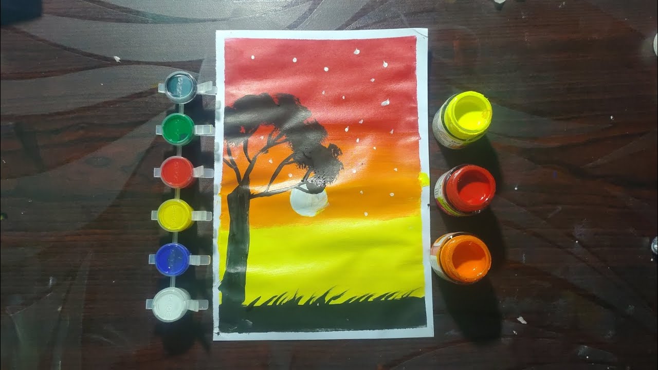 poster colour drawing / easy night sky painting for beginners/ #drawing ...