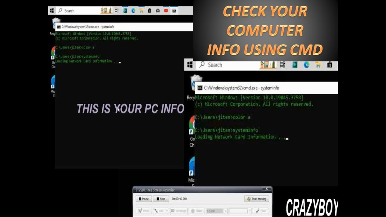 How To Check Computer Info Using Cmd Cmd Windows Commandline Youtube