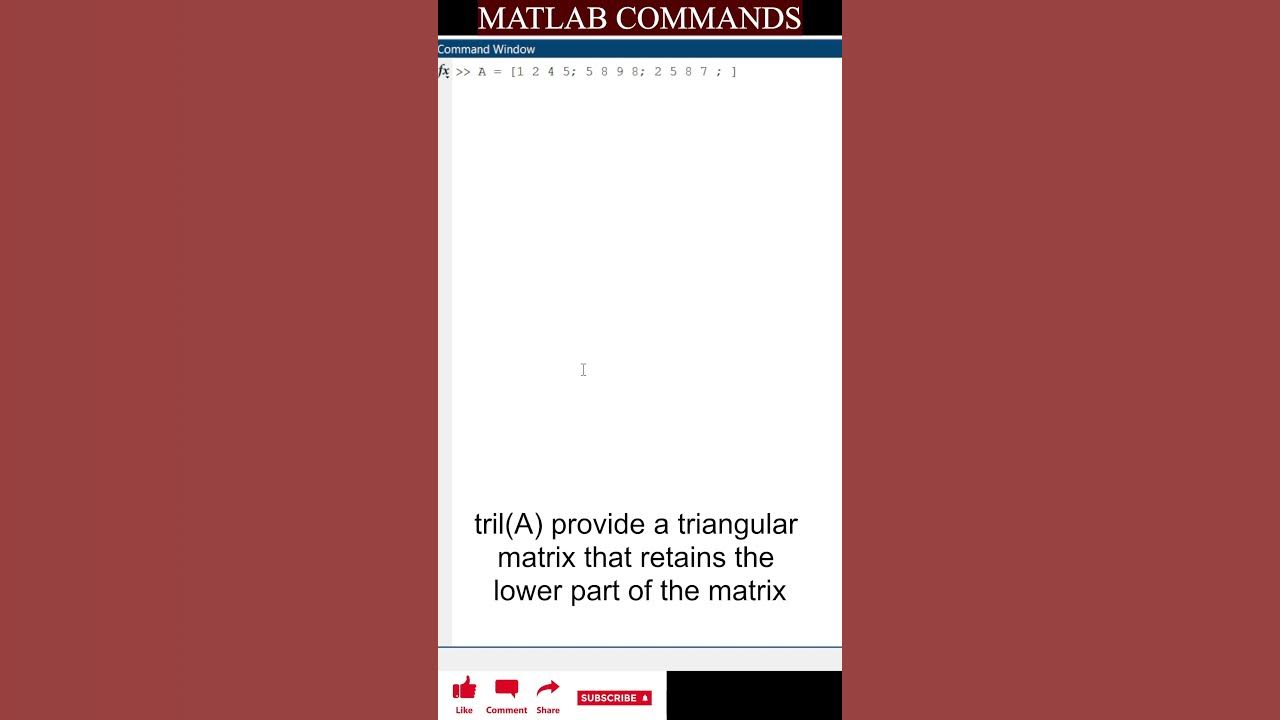 #Shorts #matlabtutorials - Matrix Operations - Get Lower Triangle matrix #command #operators ...
