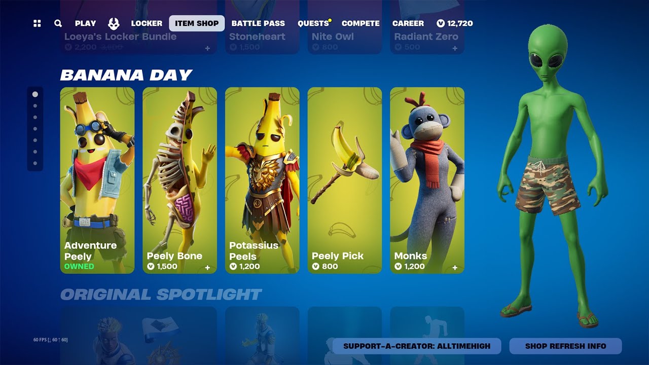 Banana Day Item shop + BushCampDad Skin | Fortnite Item Shop 4-16-2024 ...