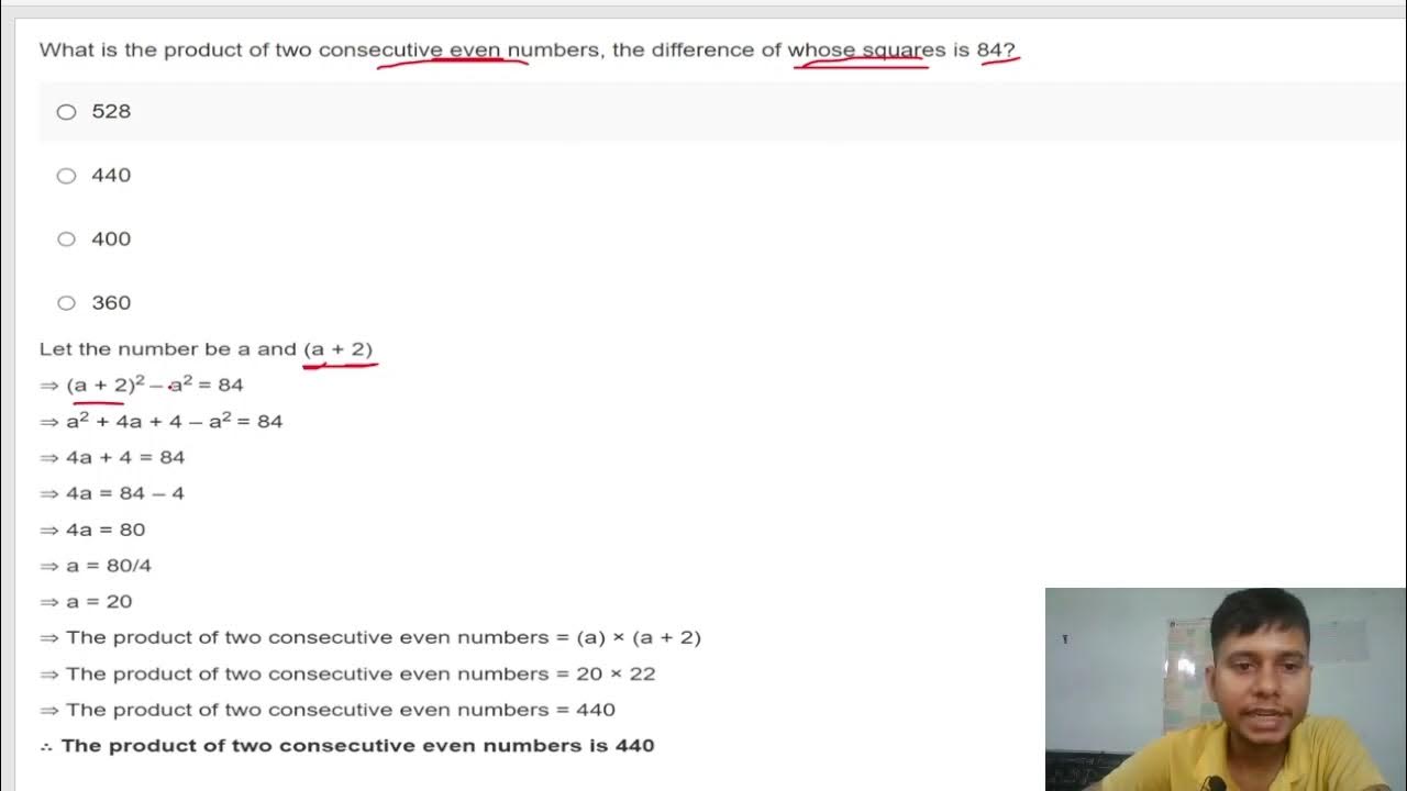 What is the product of two consecutive even numbers, the difference of whose squares is 84 ...