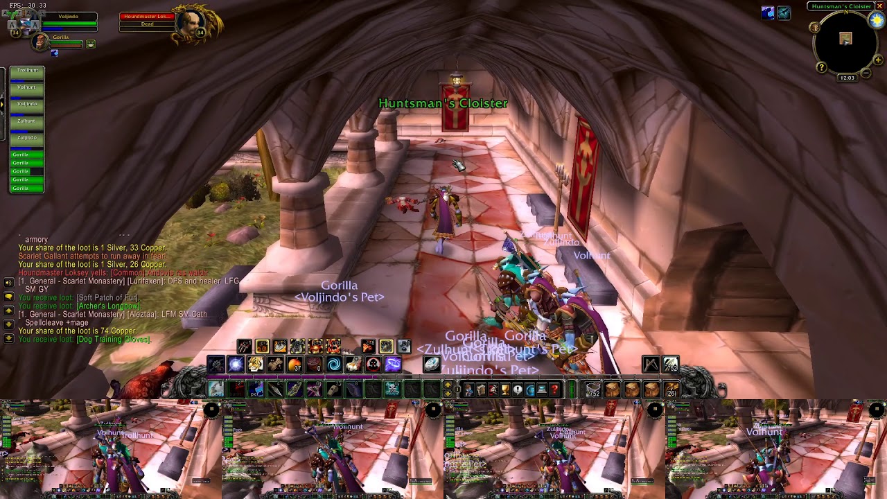 The Scarlet Monastery: Library - Multibox 5 hunters wow classic - YouTube