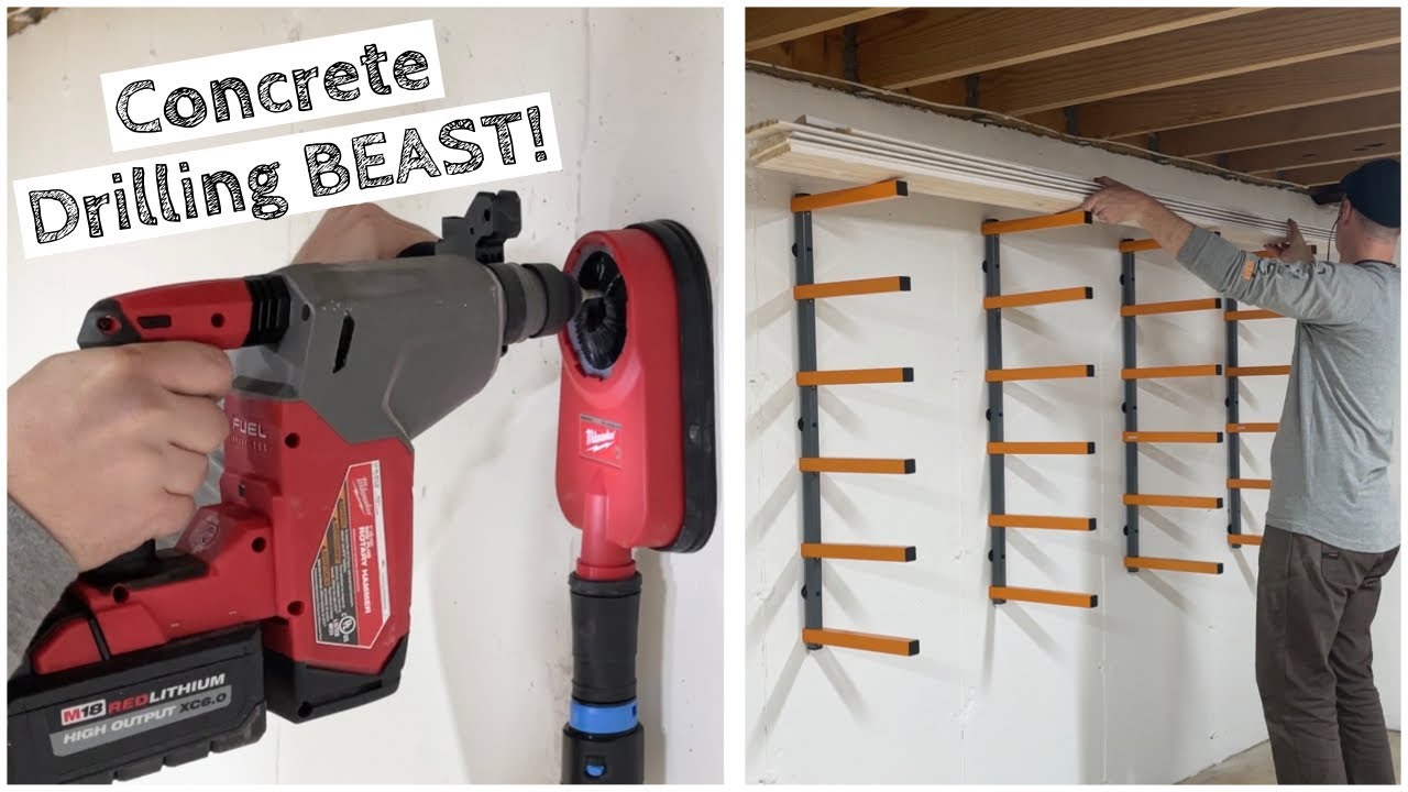 Lumber Rack on Concrete Walls | Fast & Easy! - YouTube
