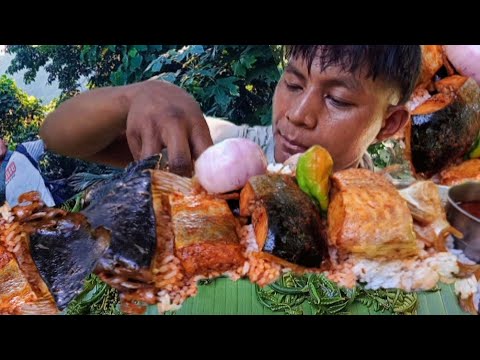 Fatty fish with gravy, eating in the jungle, naga mukbang eating show 