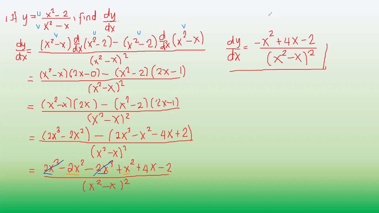 Differential Calculus - Derivative of a Quotient - YouTube
