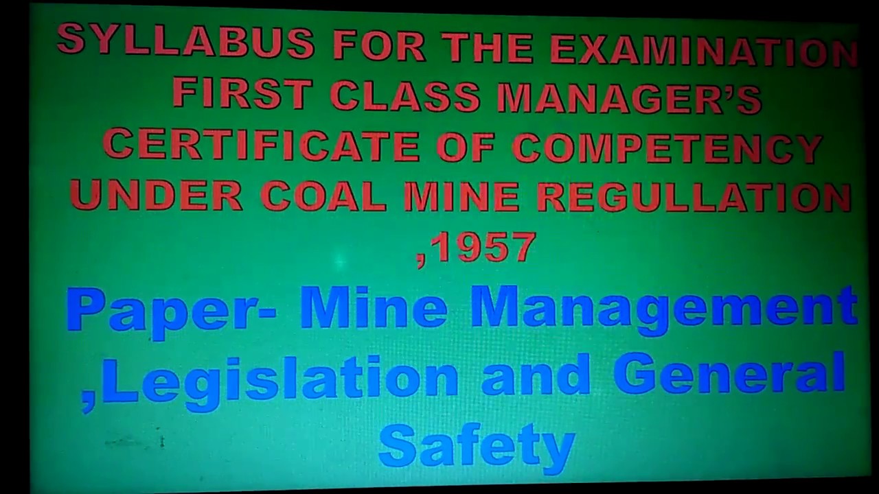 First Class manager certificate Exam paper subject Mine management ...