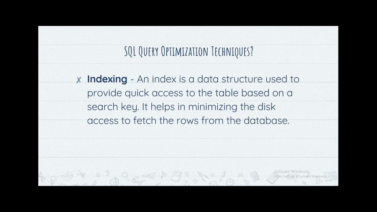 SQL Query Optimization Techniques - YouTube