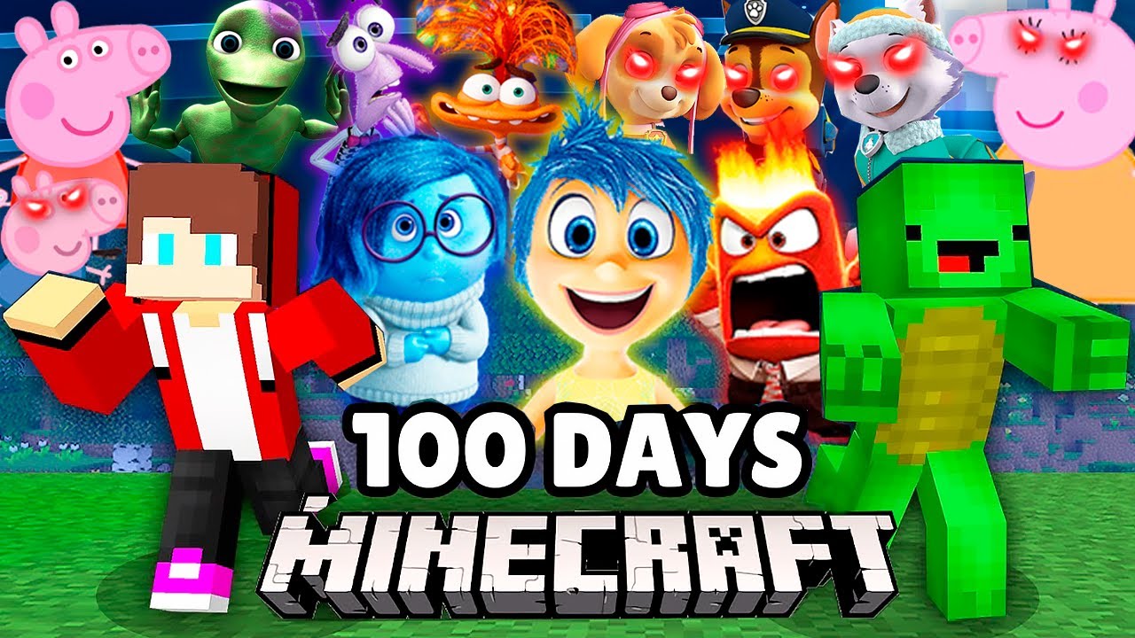 JJ and Mikey Survived 100 Days from Peppa pig , Paw patrol , Inside Out ...