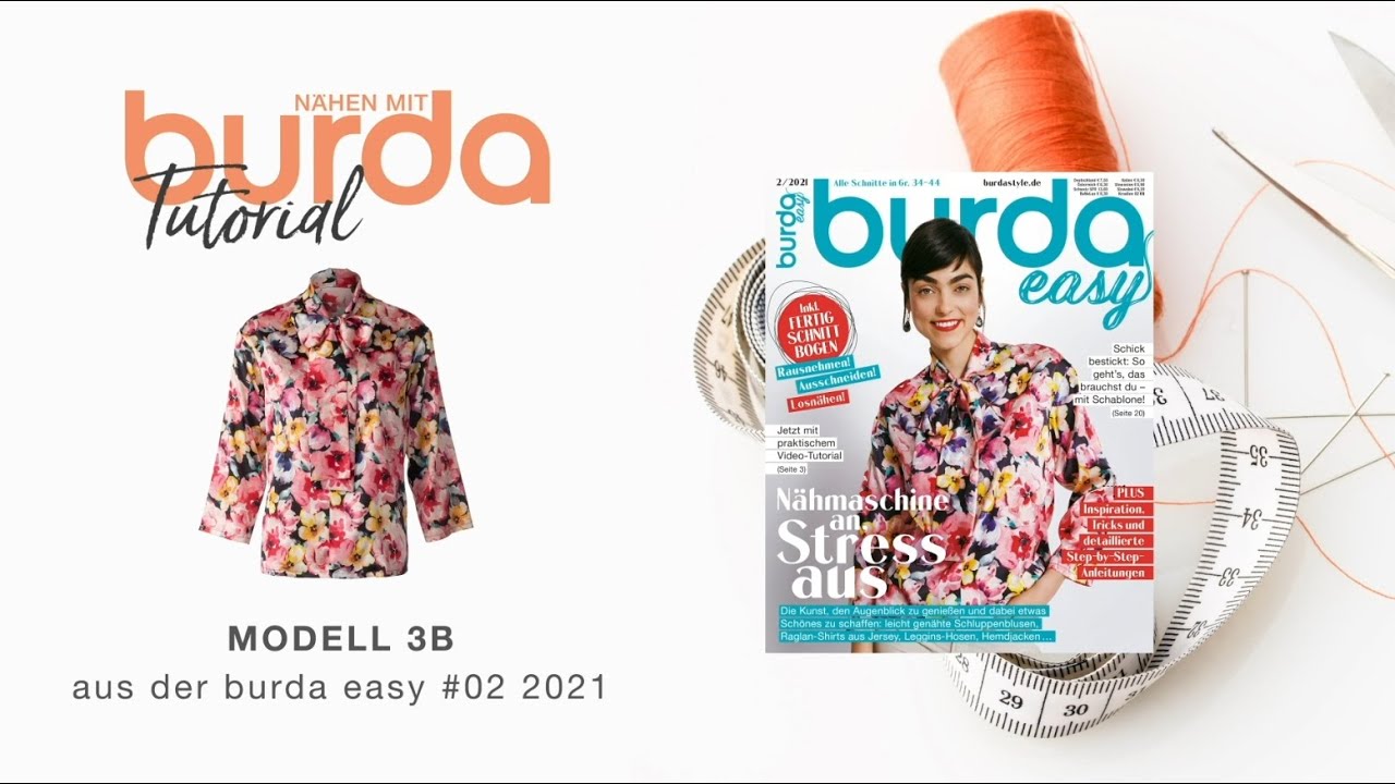[Nähanleitung] Nähen mit burda - Florale Schluppenbluse Modell 3B ...
