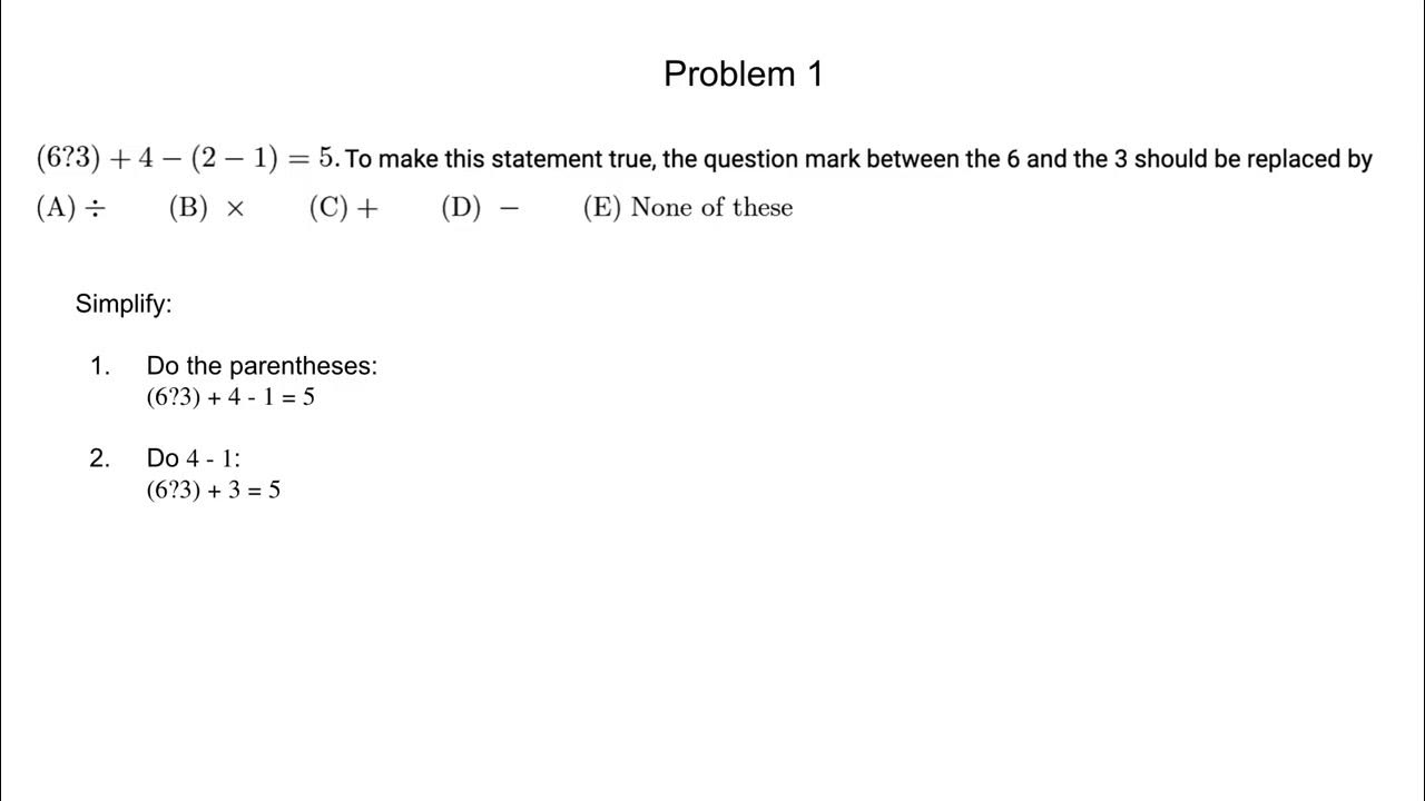 1999 AMC 8 Problem 1 - YouTube