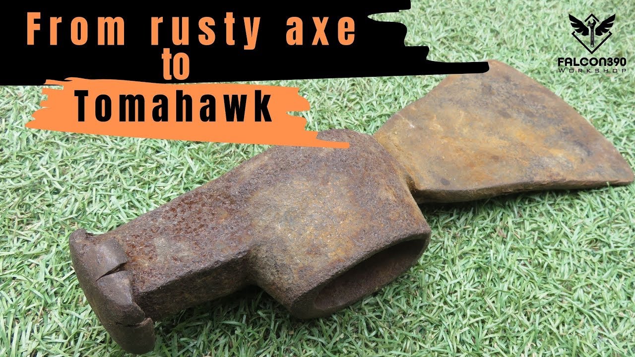 Turning a rusty pick axe into a tomahawk. - YouTube