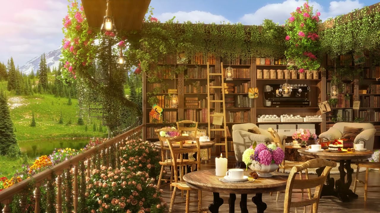 Happy Spring Morning at Coffee Shop Ambience - Relaxing Jazz Music for ...