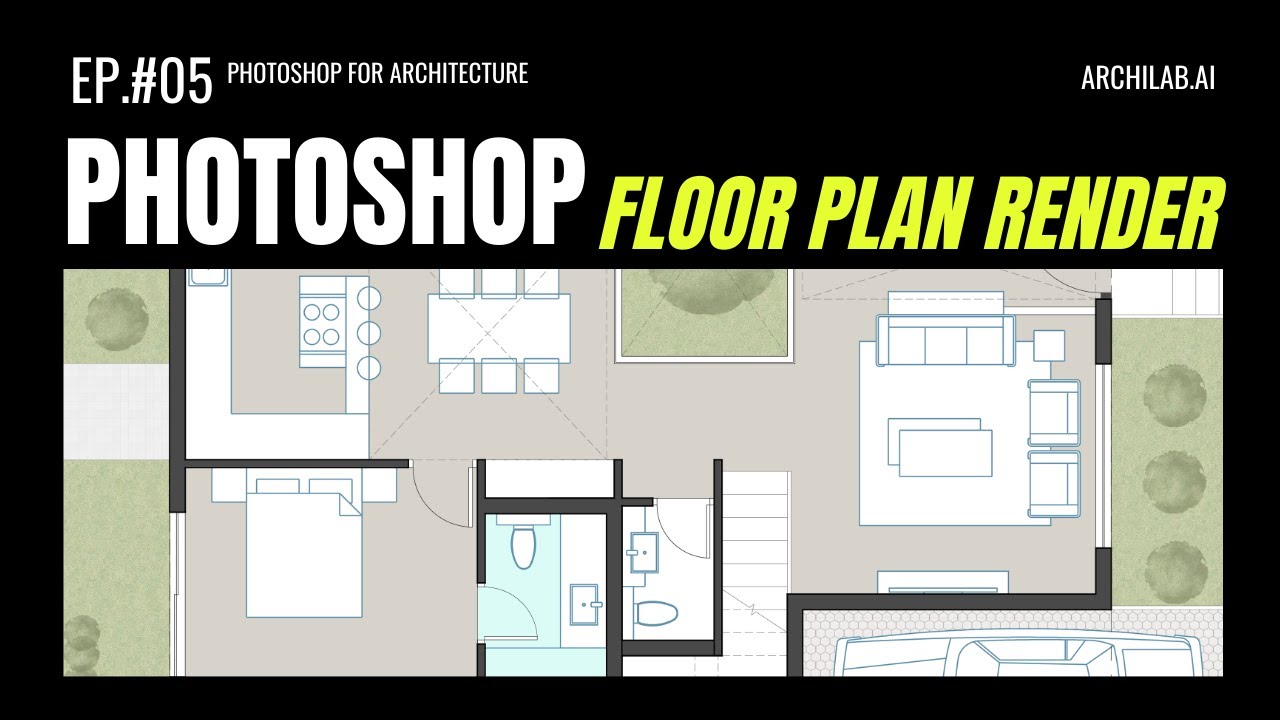 Floor plan render -05 | Photoshop for Architects - YouTube