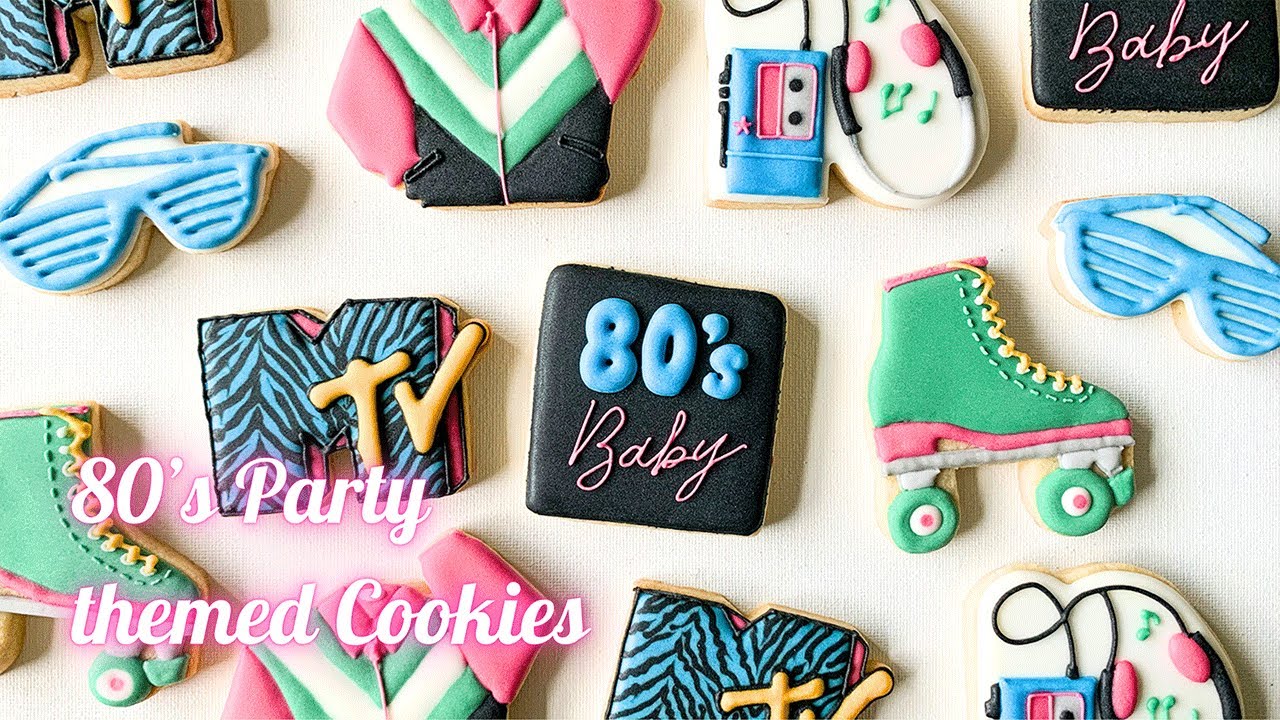80’s PARTY THEMED COOKIES | Satisfying Cookie Decorating with Royal ...